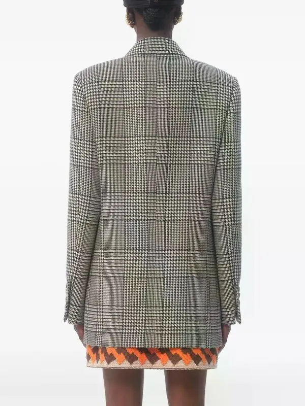 Valentino Garavani Houndstooth Virgin Wool Double-breasted Blazer - Black