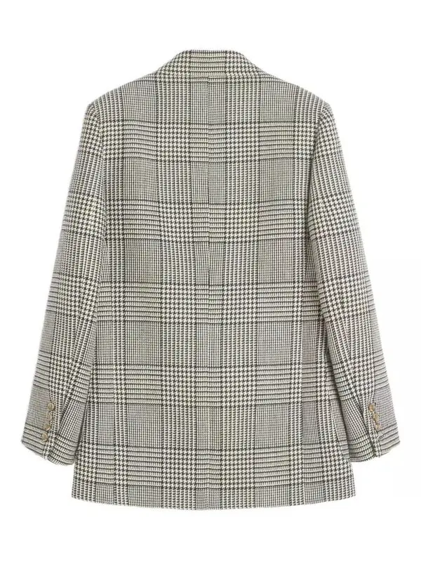 Valentino Garavani Houndstooth Virgin Wool Double-breasted Blazer - Black