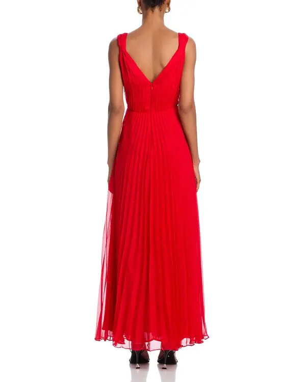 Aqua Pleated Maxi Dress - Red