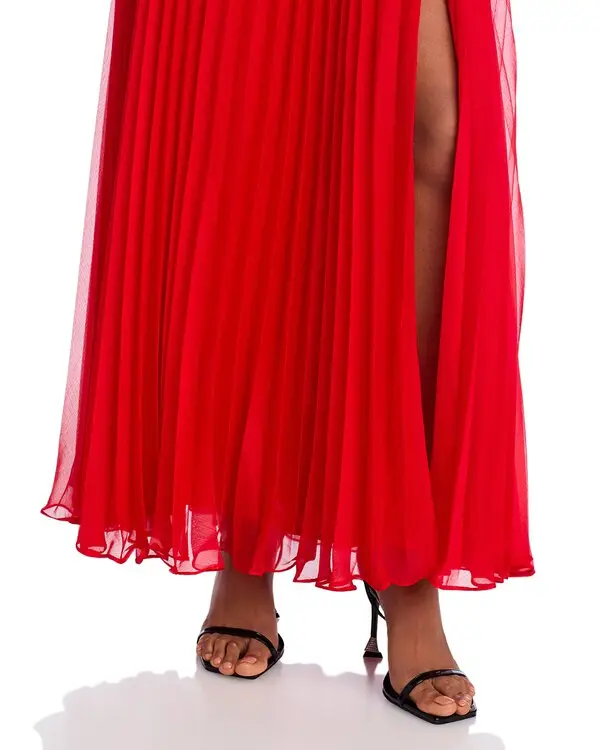 Aqua Pleated Maxi Dress - Red