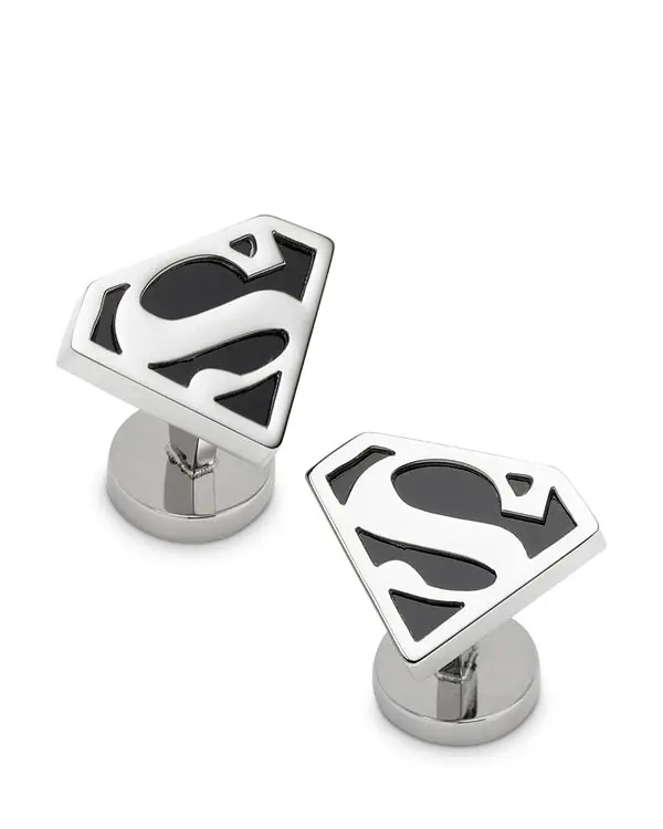 CUFFLINKS, INC. Superman Black Onyx Stainless Steel - Silver