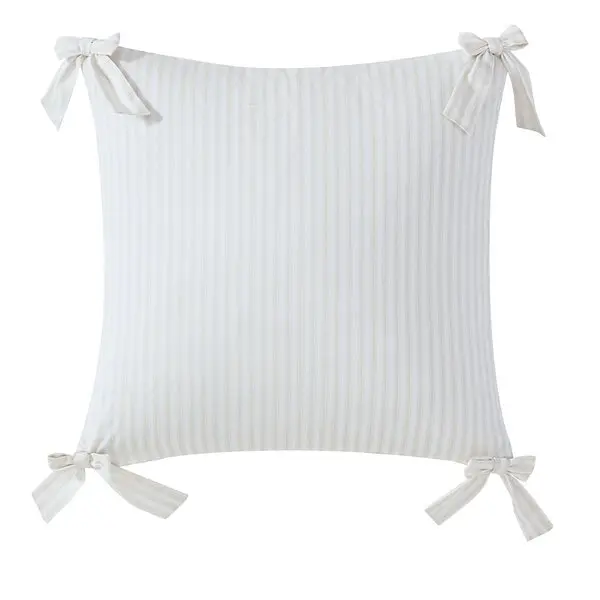 PERI HOME Pinstripe Bow Decorative Pillow, 20 X 20 - Taupe