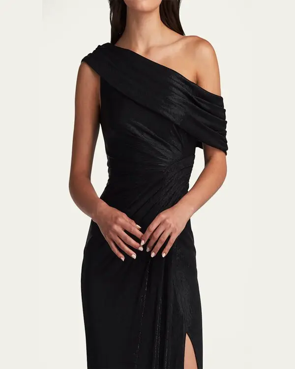 Tadashi Shoji Leary Draped One-shoulder Gown