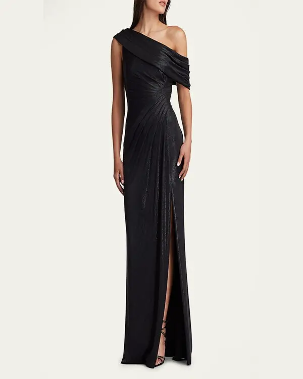 Tadashi Shoji Leary Draped One-shoulder Gown
