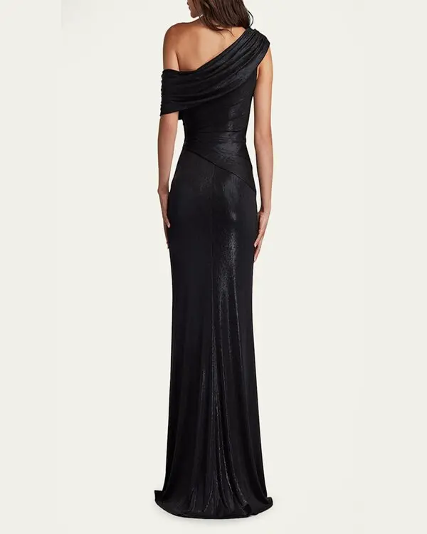 Tadashi Shoji Leary Draped One-shoulder Gown