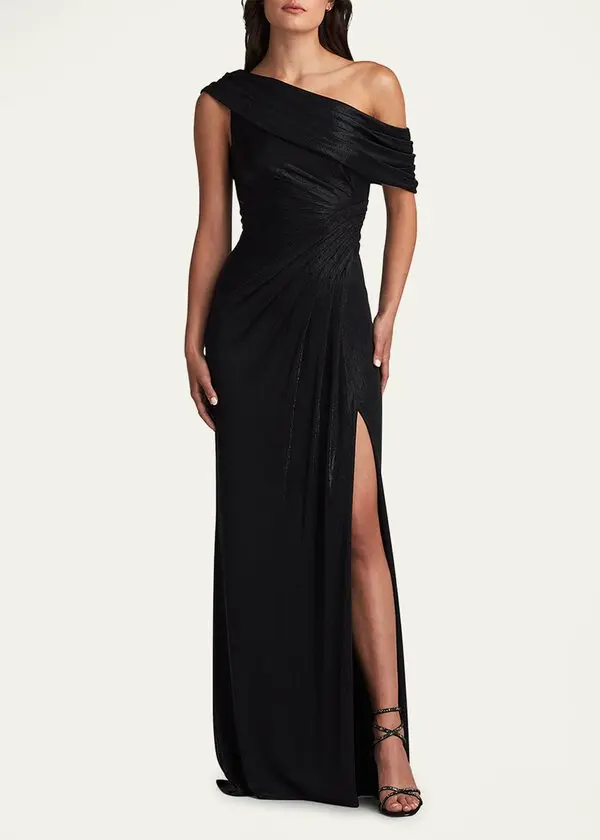 Tadashi Shoji Leary Draped One-shoulder Gown