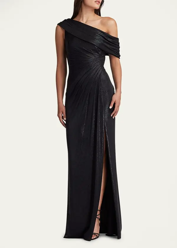 Tadashi Shoji Leary Draped One-shoulder Gown