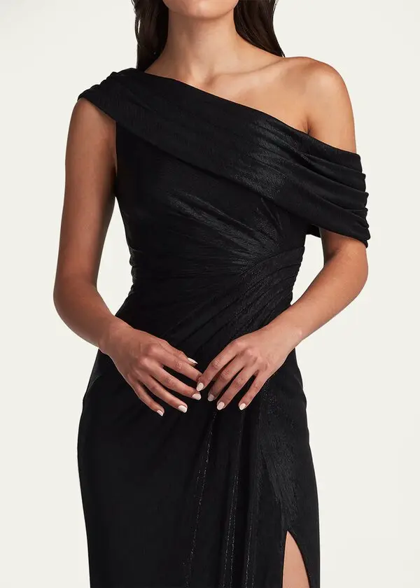 Tadashi Shoji Leary Draped One-shoulder Gown