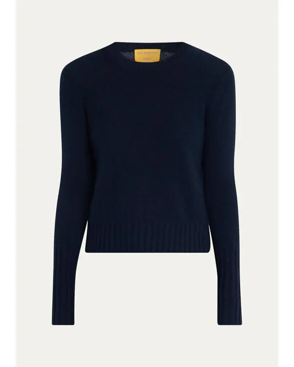 Guest In Residence Shrunken Crewneck Sweater In Cashmere - Midnight