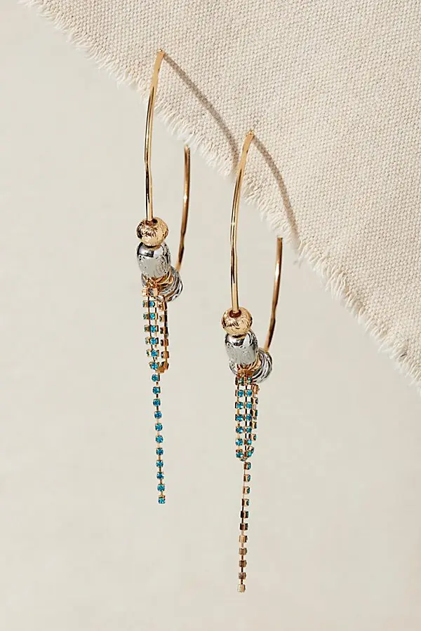 Free People Flume Hoop Earrings - Blue