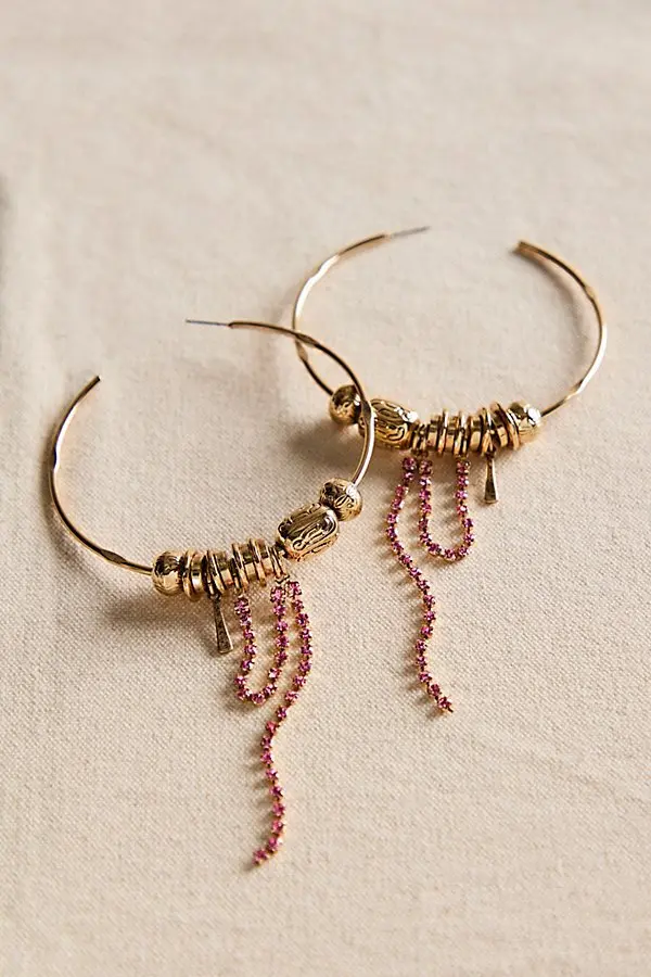Free People Flume Hoop Earrings - Gold/pink