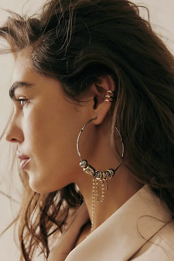 Free People Flume Hoop Earrings - Mixed Metal