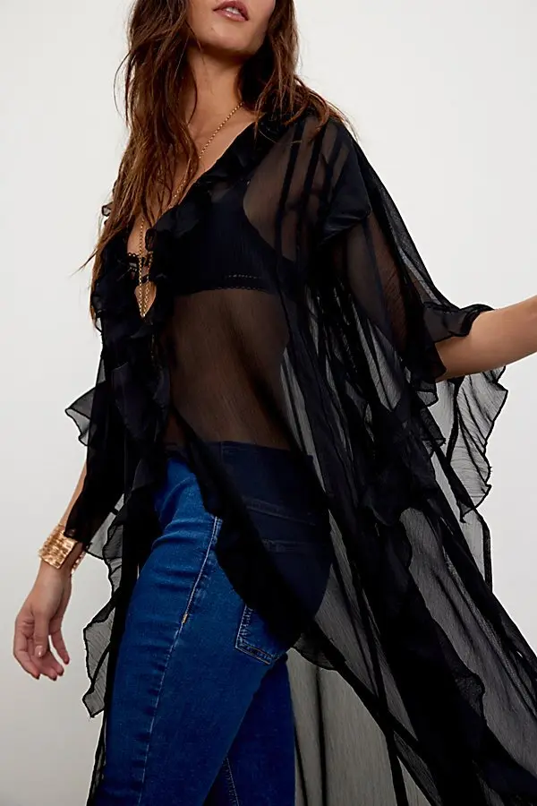 Free People Winter Valley Kimono - Black