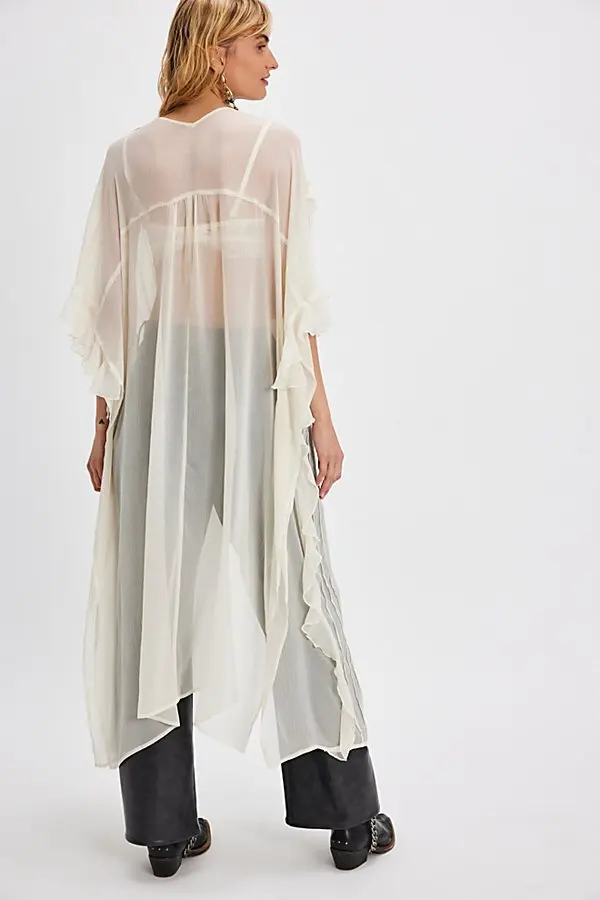 Free People Sheer Winter Valley Kimono - Ivory