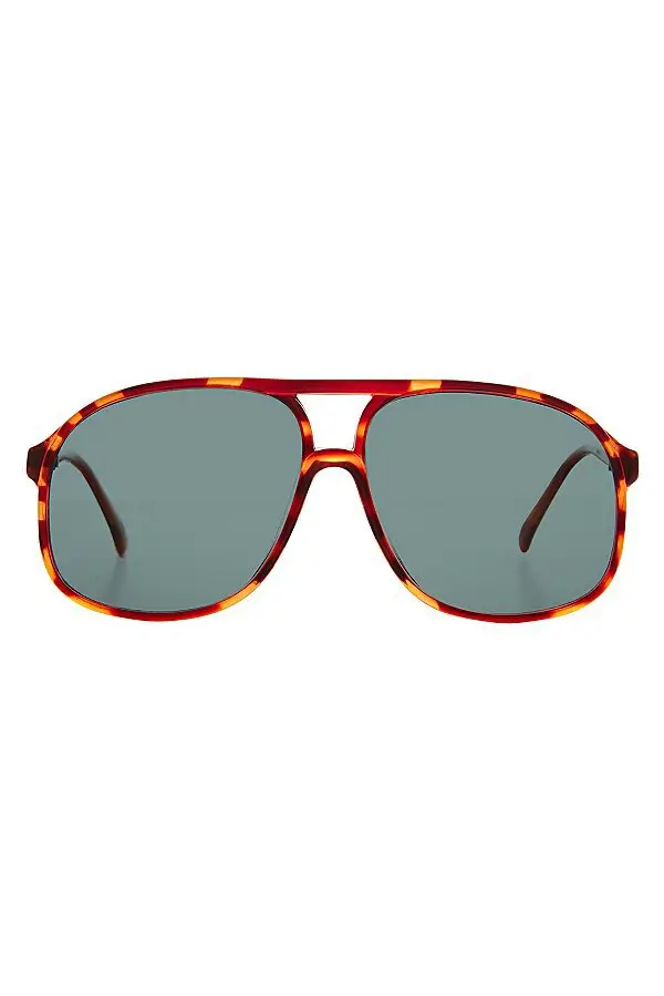 SUNGLASS MUSEUM Vintage Kyoto Aviator Sunglasses - Brown Motif