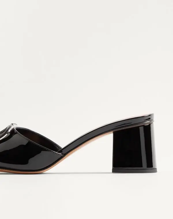 Valentino Garavani Vlogo Signature Patent Leather Slide Sandal - Black