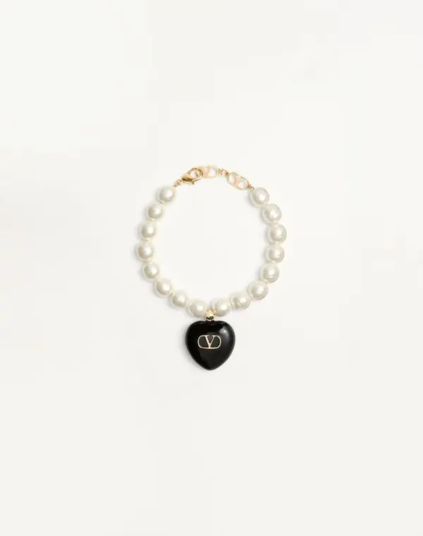 Valentino Garavani Coeur Royal Beaded Bracelet - Gold/black/cream