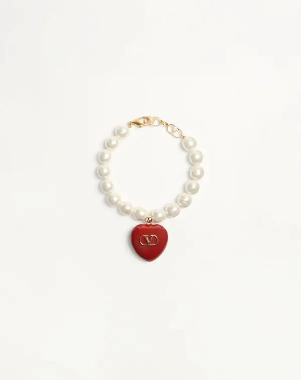 Valentino Garavani Coeur Royal Beaded Bracelet - Gold/red/cream