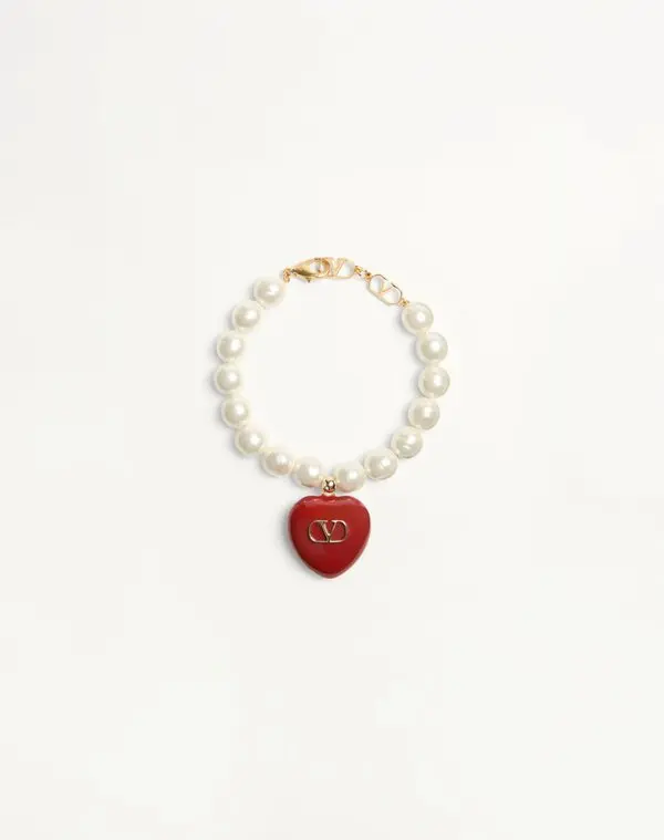 Valentino Garavani Coeur Royal Beaded Bracelet - Gold/red/cream