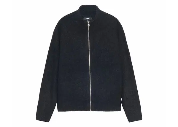 StÜssy Full Zip Brushed Merino Sweater - Black