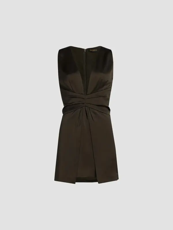 Ramy Brook Cassea Ruched Satin Minidress - Deep Olive