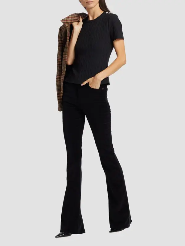 Veronica Beard Beverly Velvet Skinny-flare Pants