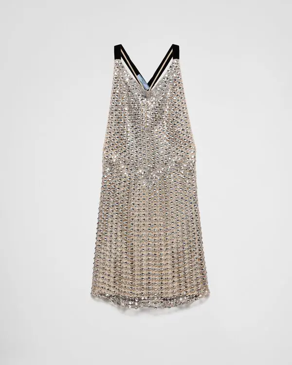 Prada Rhinestone Embroidered Mini Dress