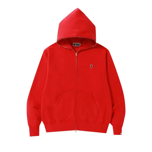 A BATHING APE Full Zip Relaxed Hoodie - Red