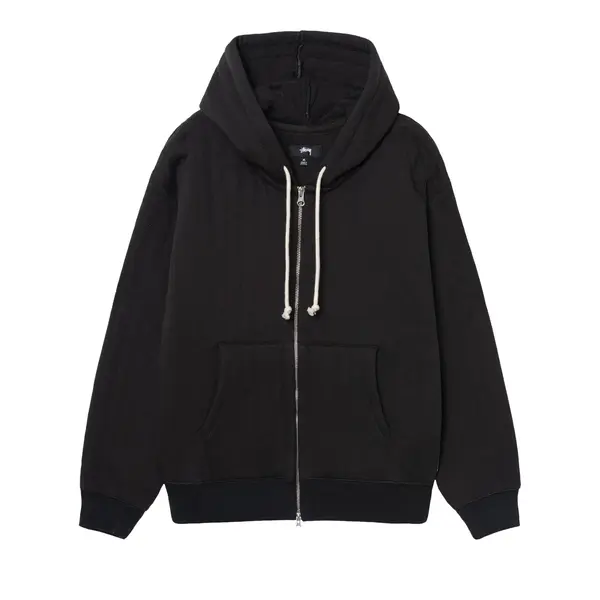 StÜssy Vertical Quilted Zip Hoodie - Black