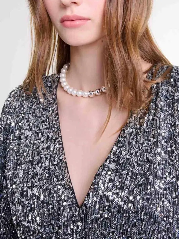 Maje Short Sequinned Ruffled Dress