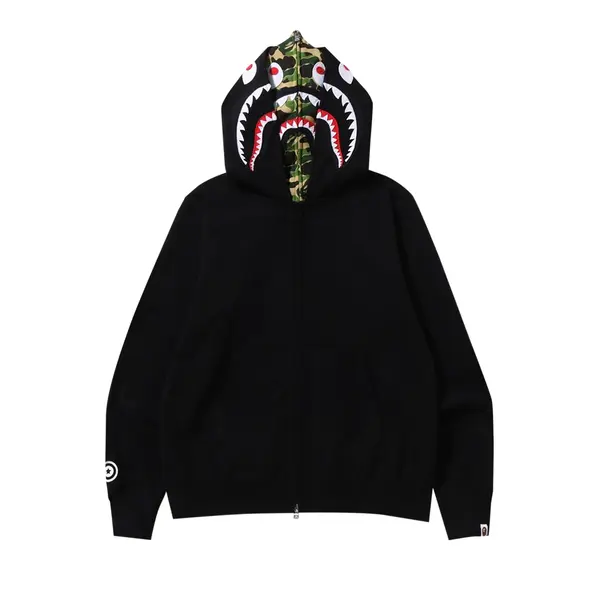 A Bathing Ape ドゥーラグ ABC Camo Black A Bathing Ape Abc Camo Shark Wide Fit Full Zip Double Hoodie