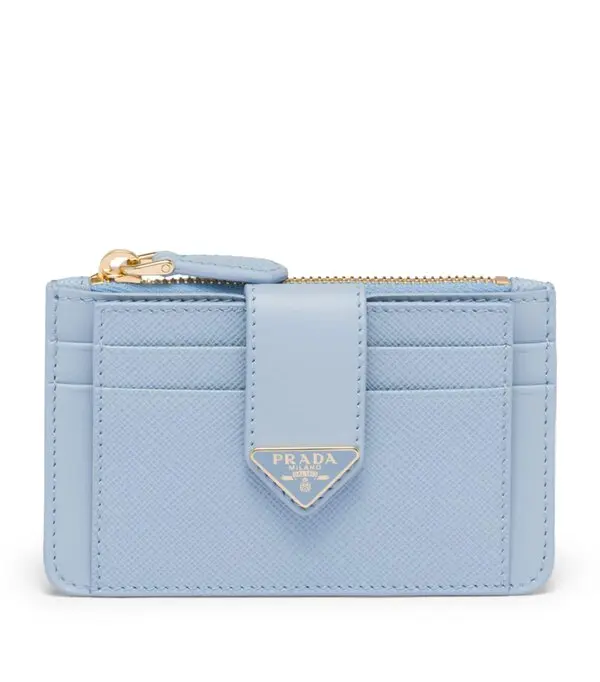 Prada Saffiano Leather Bi-fold Card Holder - Turquoise