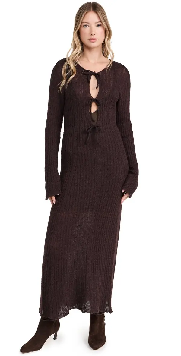 Alohas Triza Knit Maxi Dress In Brown - 80% Off | Editorialist
