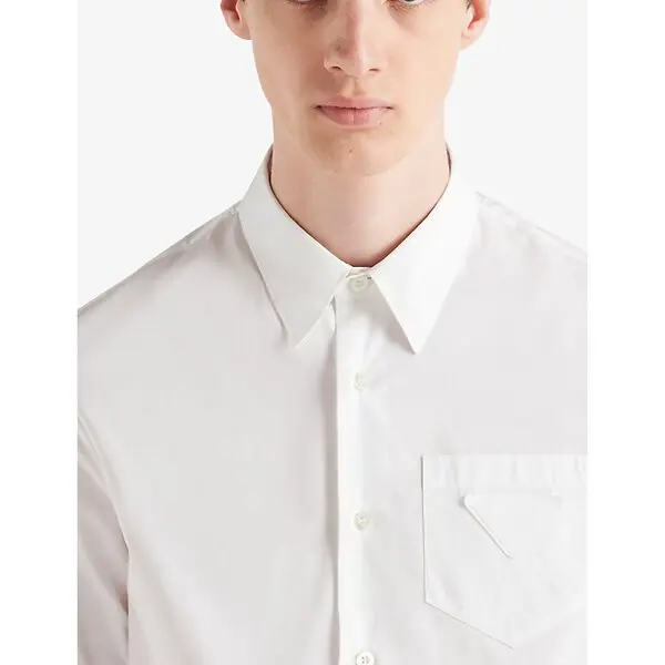 Prada Logo-patch Boxy-fit Cotton Shirt
