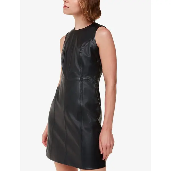 blue dress for baby girl the Leather V-Neck Mini Shift Dress – Shelley Caudill main image 0