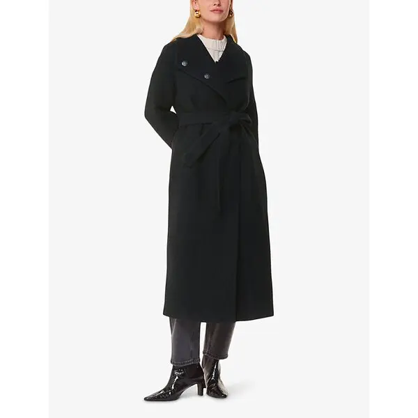 Whistles Morgan Funnel-neck Wool Coat - Black