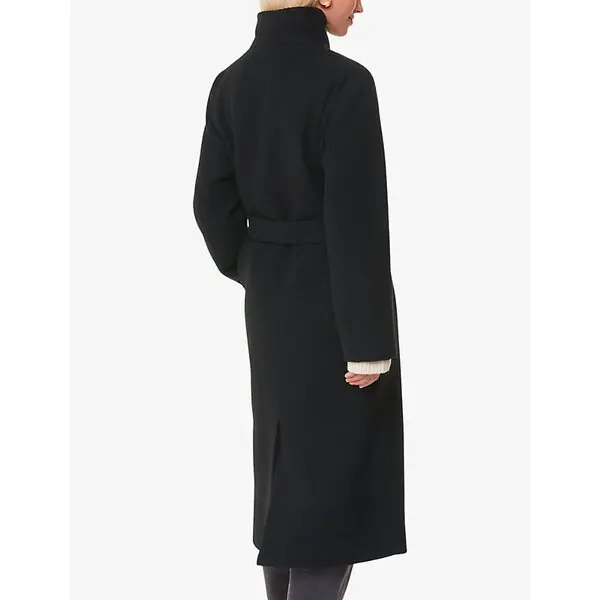 Whistles Morgan Funnel-neck Wool Coat - Black