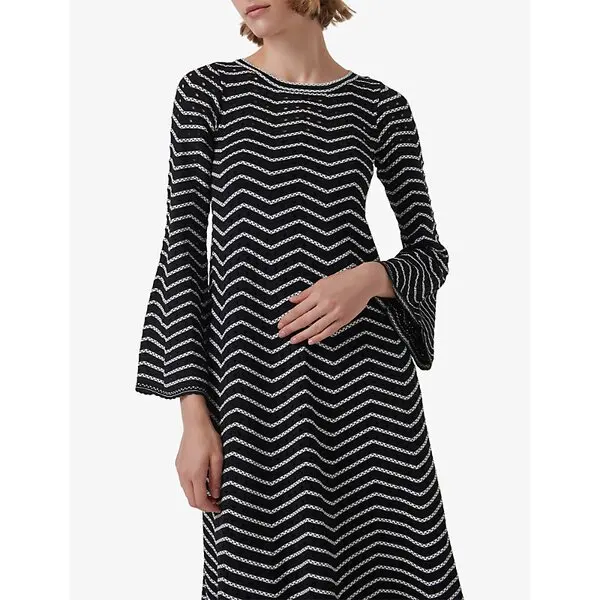 LEEM Jacquard-pattern Knitted Midi Dress