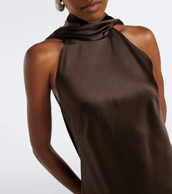 Ralph Lauren Chilton Halterneck Satin Gown - Brown