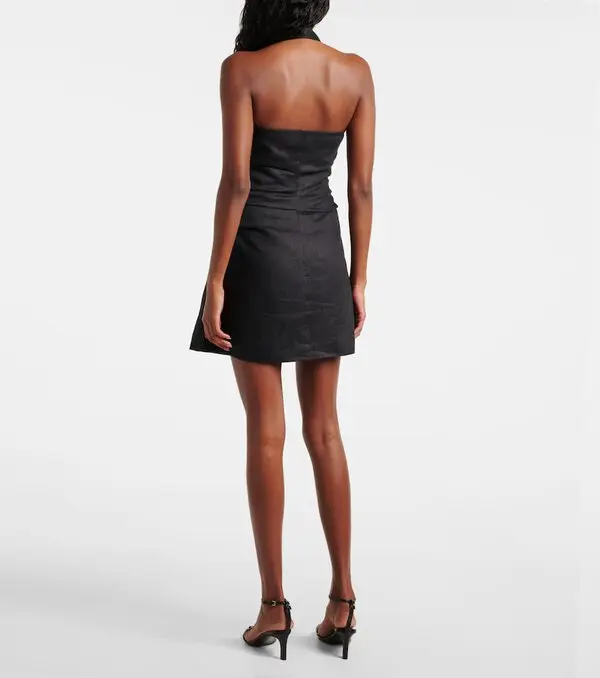 SIR. Halterneck Linen Mini Dress - Black