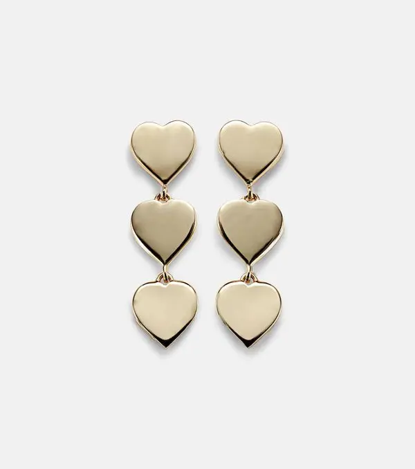 SYDNEY EVAN Pure Three Heart Linear 14kt Earrings - Gold