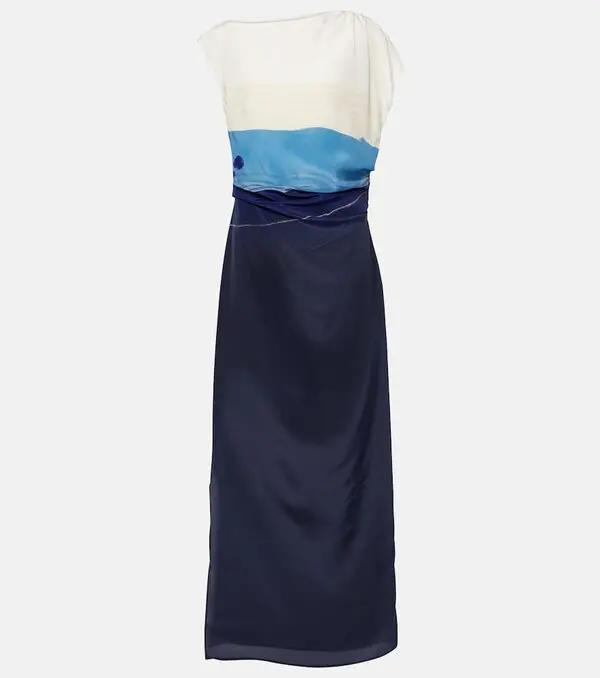 SIR. Mariner Printed Silk Maxi Dress - Blue