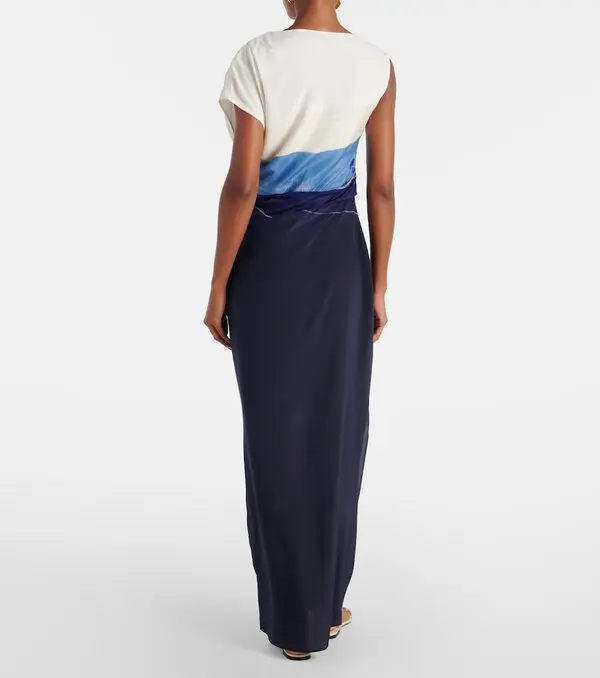 SIR. Mariner Printed Silk Maxi Dress - Blue