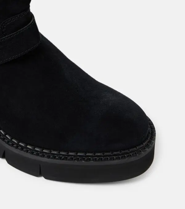 Clergerie Knee-high Suede Boots With Buckle Detail
