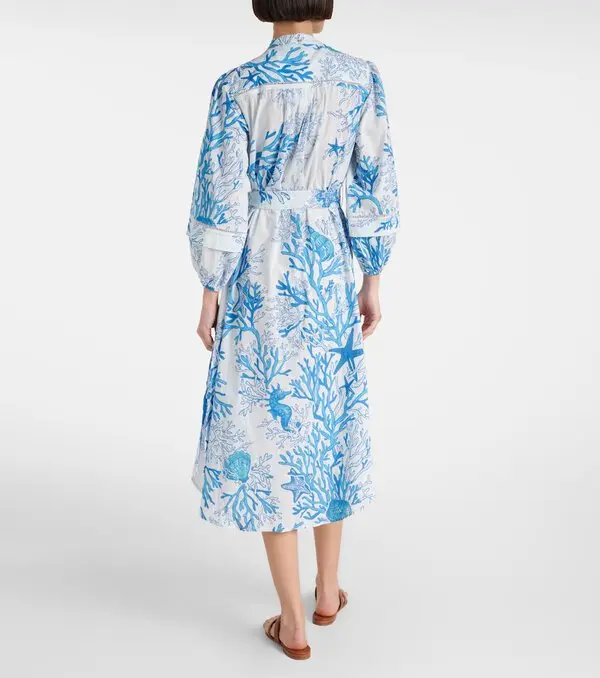Poupette St Barth Printed Cotton Shirt Dress - Blue