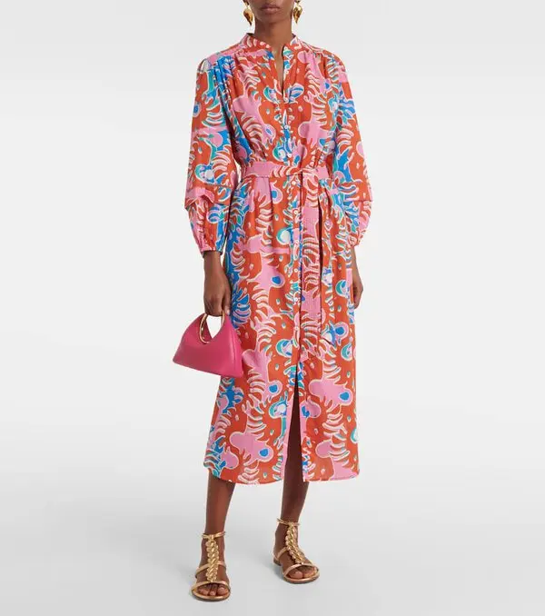 Poupette St Barth Cathy Printed Cotton Shirt Dress