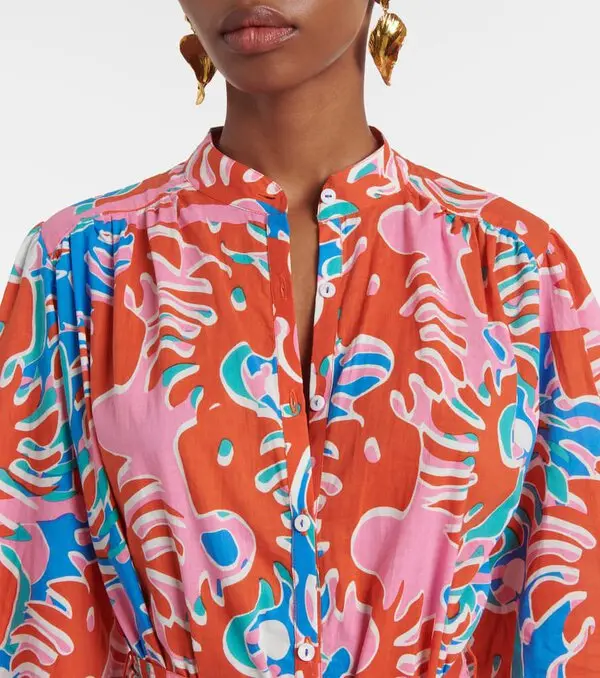 Poupette St Barth Cathy Printed Cotton Shirt Dress