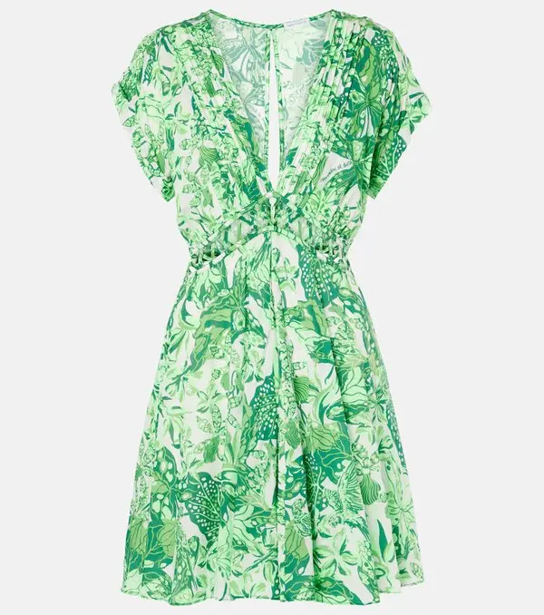Poupette St Barth Cecile Cutout Printed Mini Dress