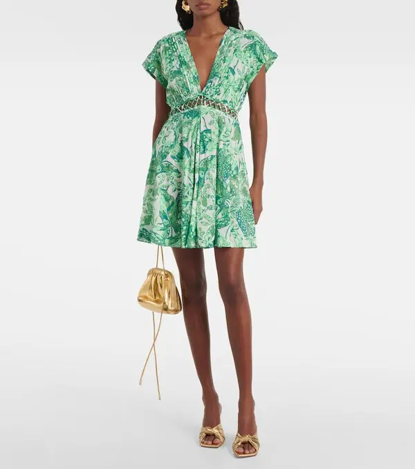 Poupette St Barth Cecile Cutout Printed Mini Dress