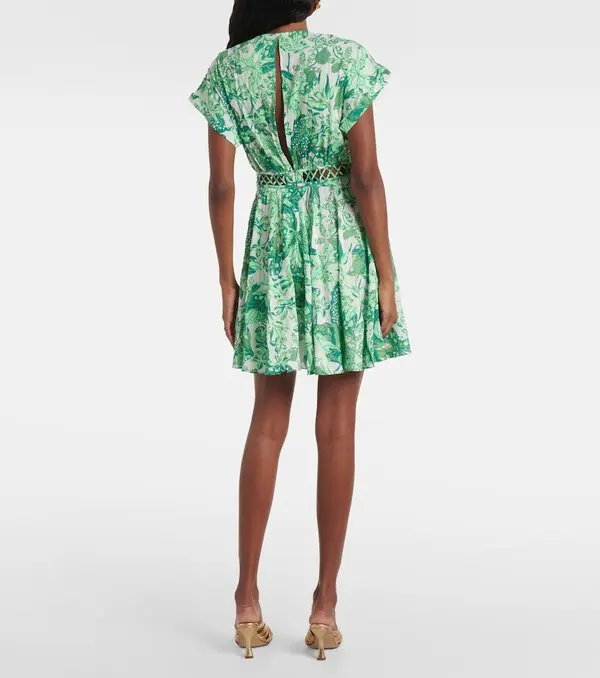 Poupette St Barth Cecile Cutout Printed Mini Dress